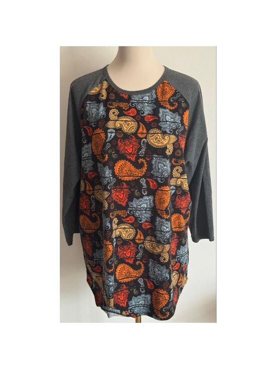 LuLaRoe | Tops | Womens Lularoe Long Sleeve Tee 3x Black Gray Paisley ...